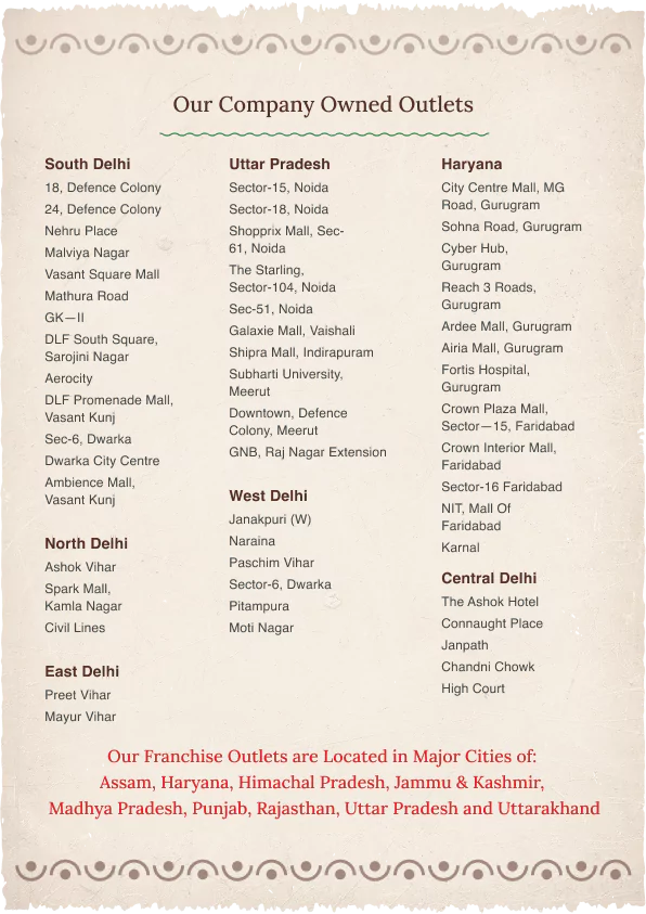 Our Menu - Sagar Ratna